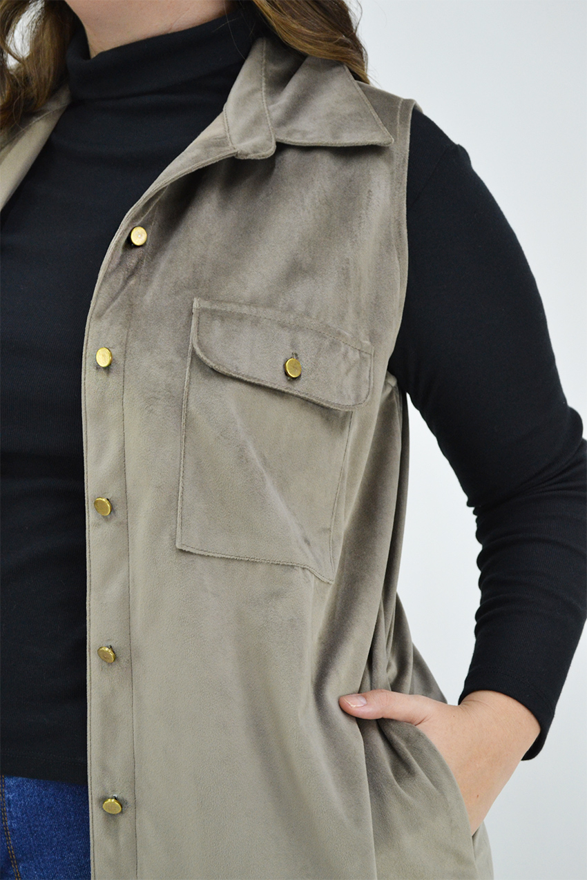 Chaleco de gamuza Roman Fashion /Tallas Extras, 1110 (Cafe)