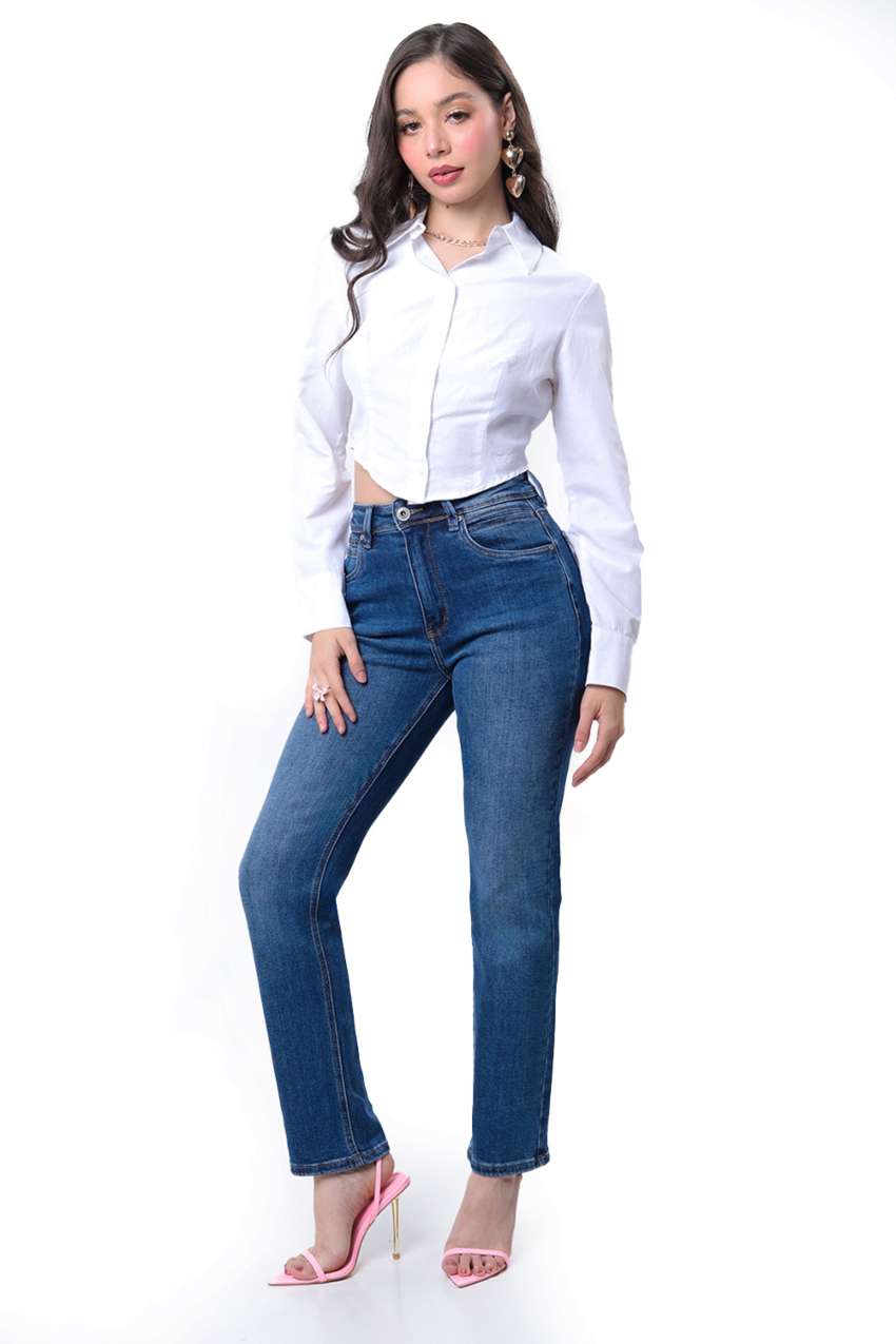 Jeans corte recto /Juvenil, 1582 (Mezclilla tono medio)