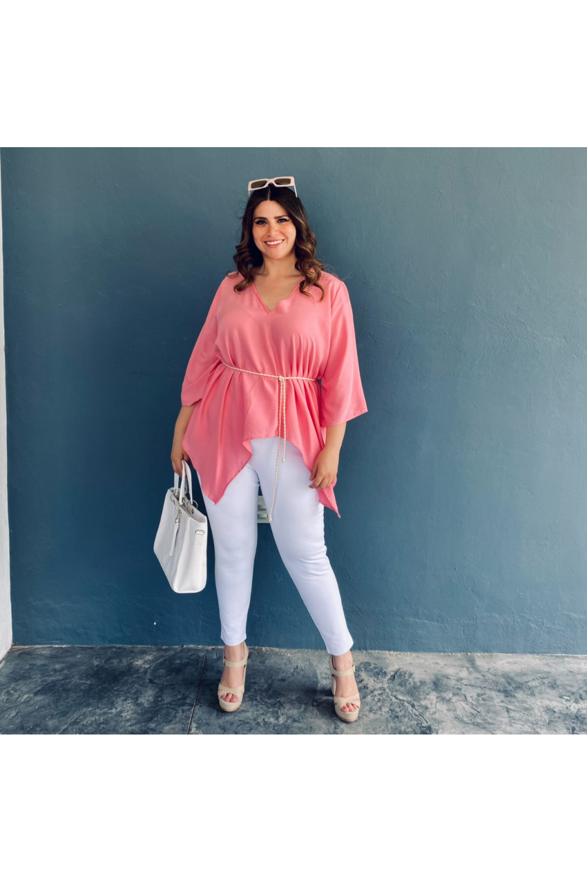 Blusa asimétrica con cinto Roman Fashion /Tallas Extras, 1831 (Palo de ...