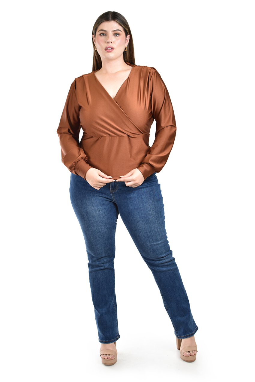 Blusa escote cruzado Roman Fashion /Tallas Extras, 1883 (Chedron)