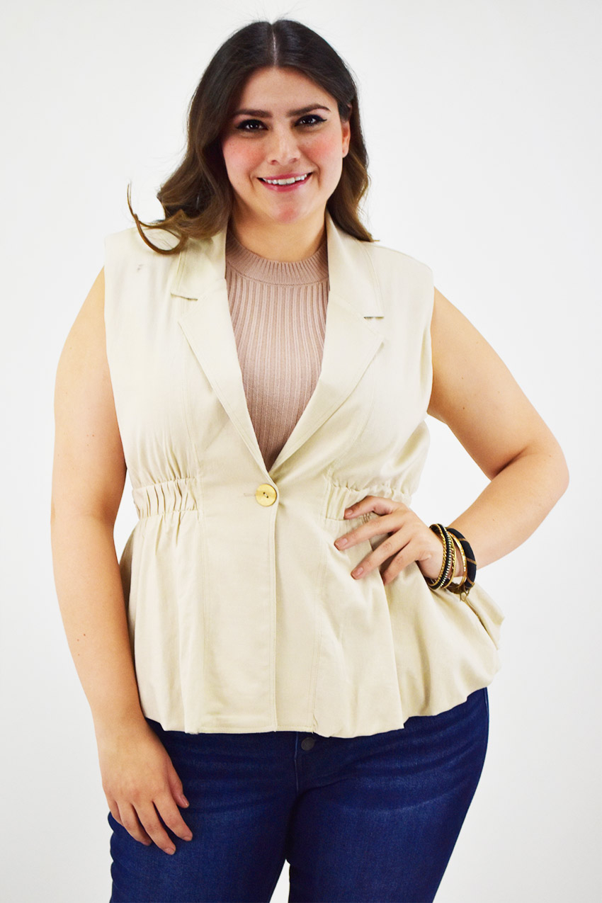 Chaleco de lino Roman Fashion /Tallas Extras, 2321 (Beige)