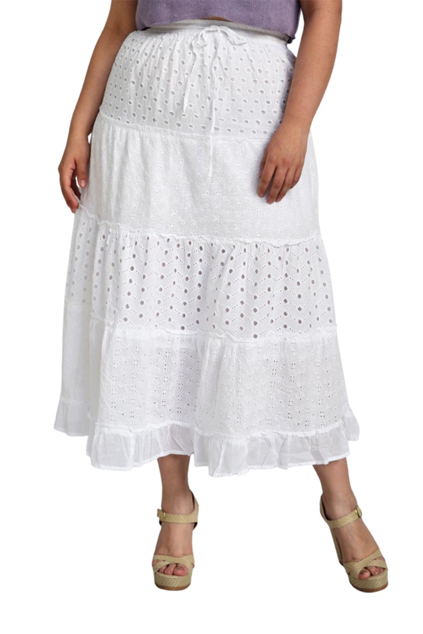 Falda larga de algodón/Tallas Extras, 3358 (blanco)